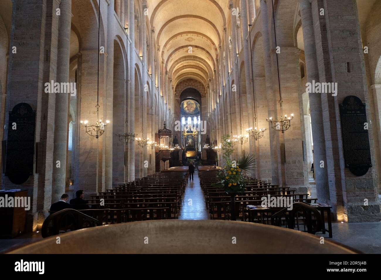 Saint Sernin Basilica, the domed roof and sturdy pillars of the largest ...