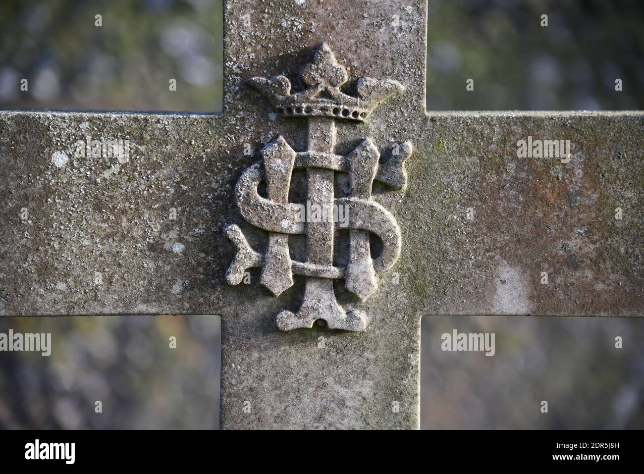 Stone cross with the encryption ihs and a crown in St Margaret's ...