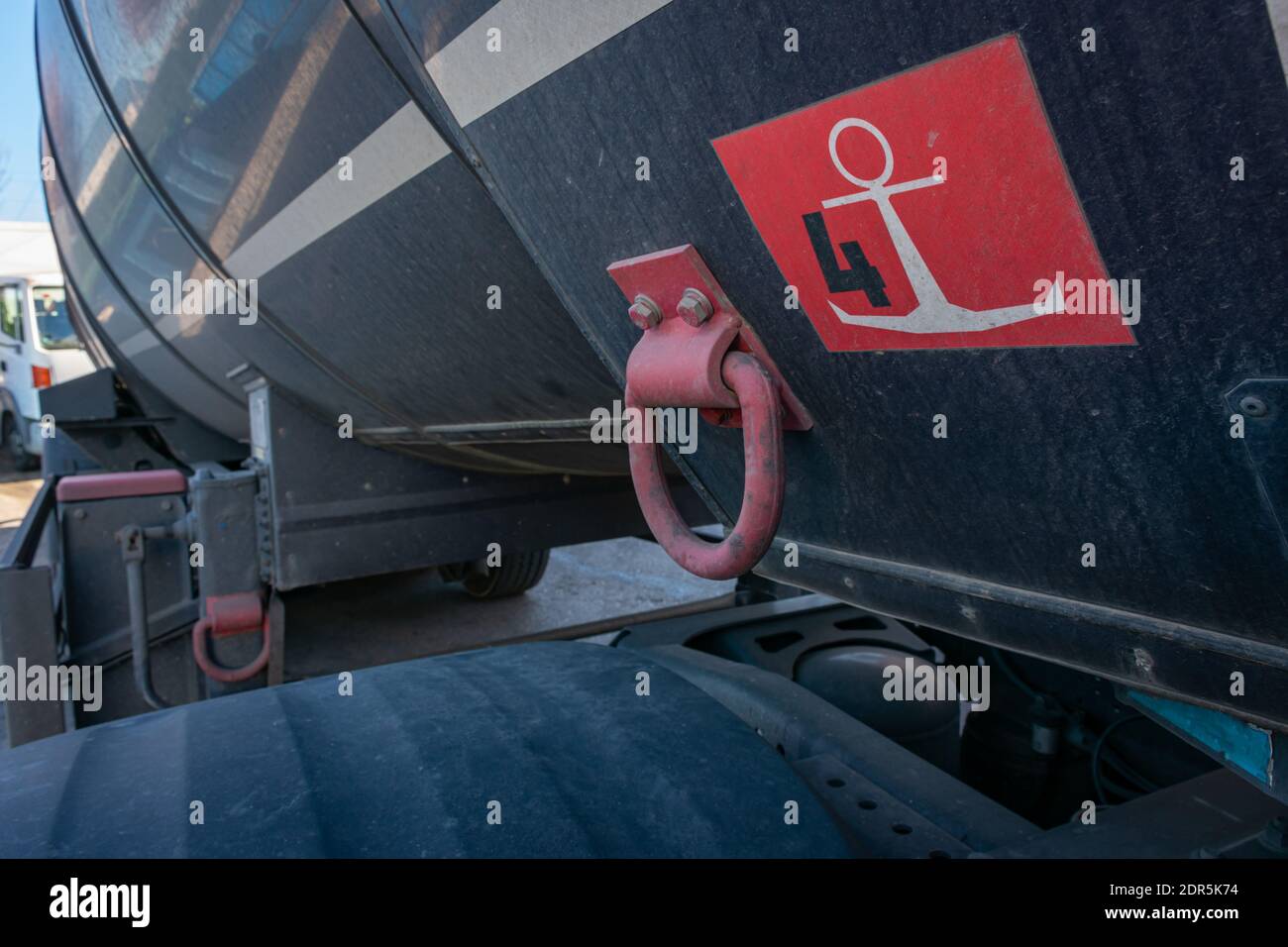Hook to place the sling and hold the truck in the hold of the ferry and ...