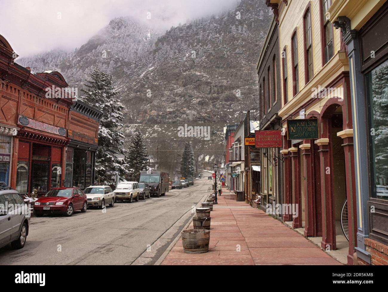 Snowy scene in Georgetown in the Colorado Rocky mountains, USA Stock ...