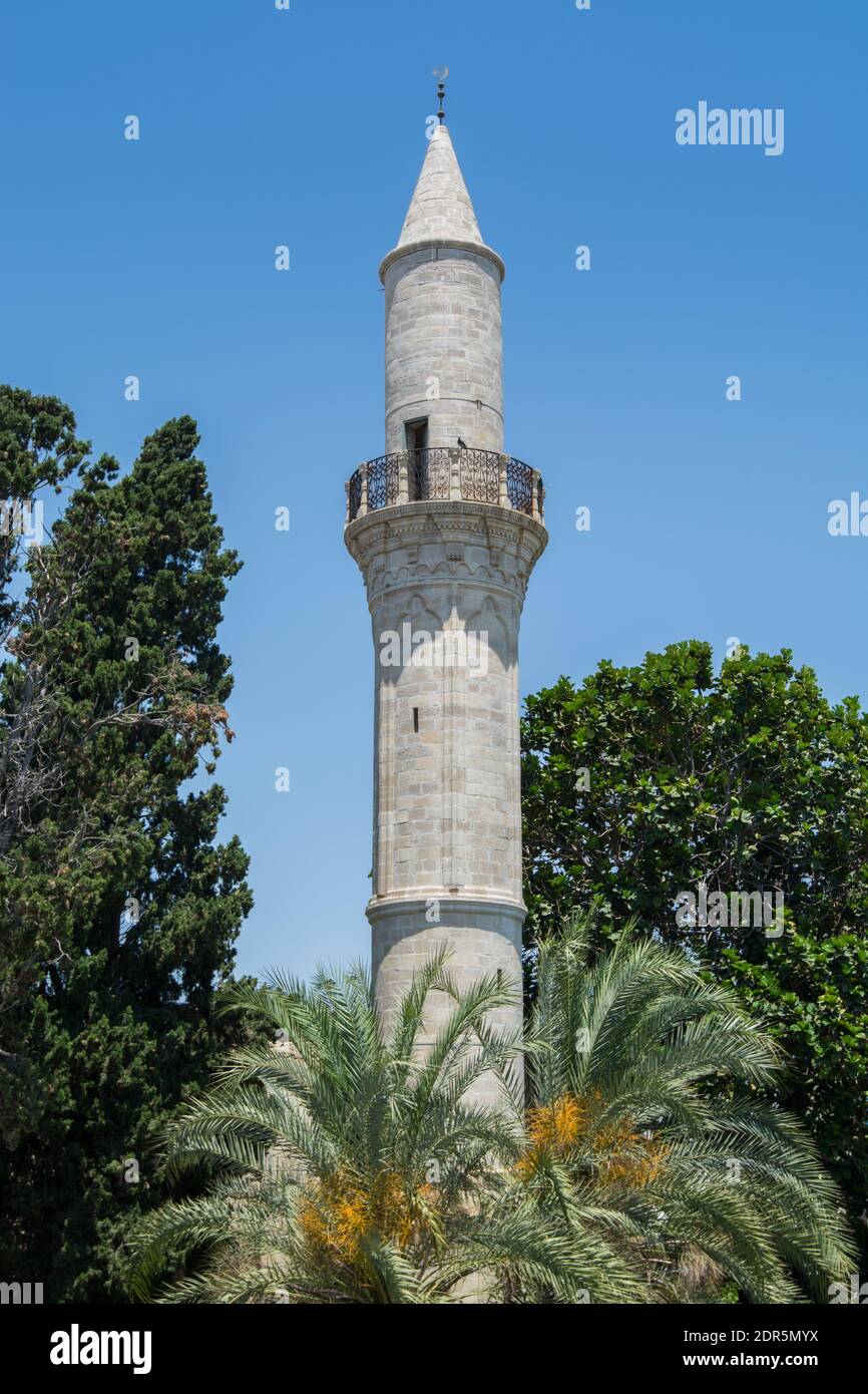 Minaret of Buyuk or Djami Kebir Mosque in Larnaca of Cyprus. Situated ...