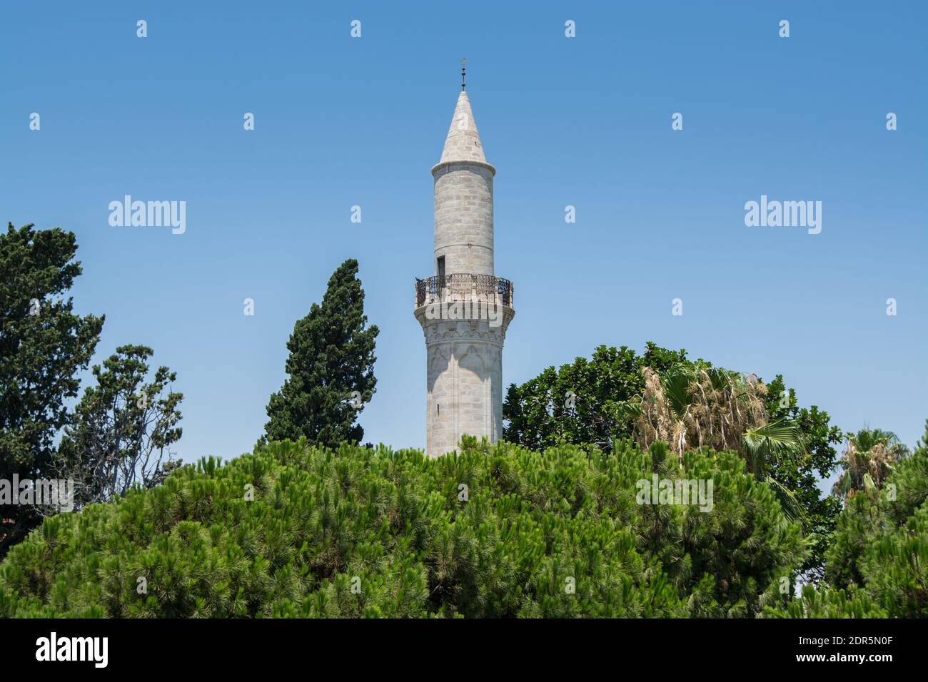 Minaret of Buyuk or Djami Kebir Mosque in Larnaca of Cyprus. Situated ...