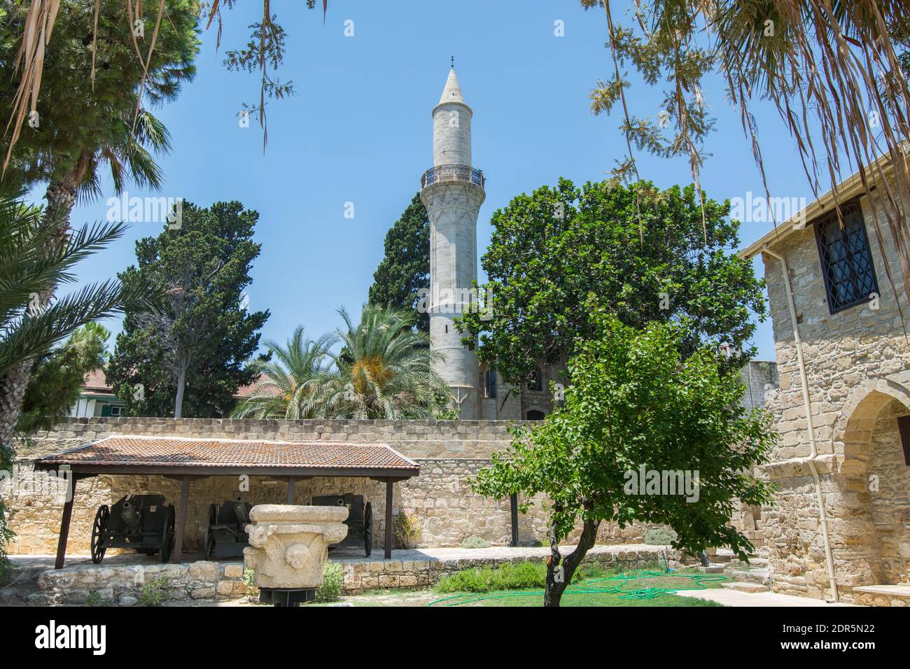 Minaret of Buyuk or Djami Kebir Mosque in Larnaca of Cyprus. Situated ...