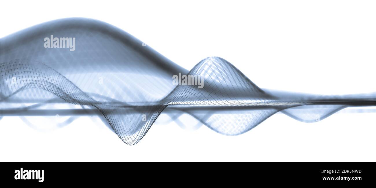 Modern Abstract Wireframe Grid Structure White Background Audio Soundwaves Science Or Data