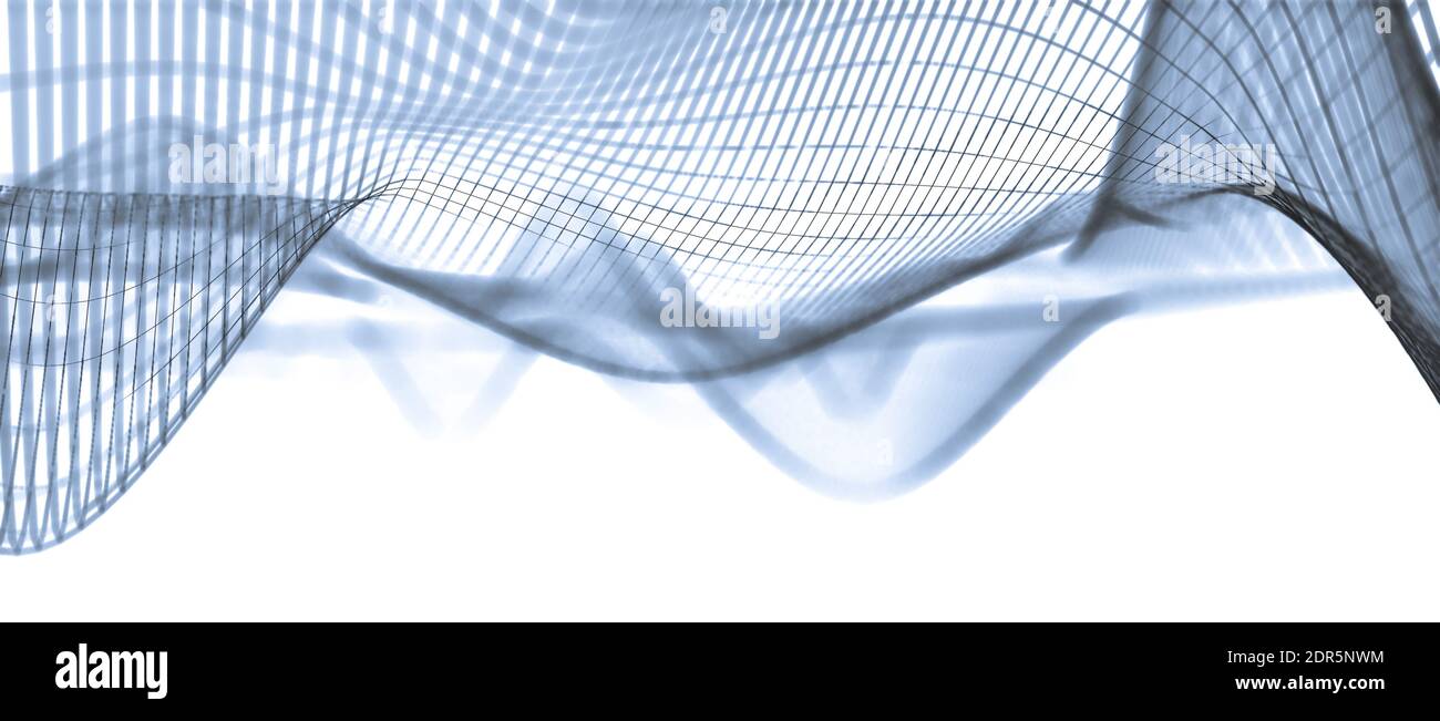 Modern Abstract Wireframe Grid Structure White Background Audio Soundwaves Science Or Data