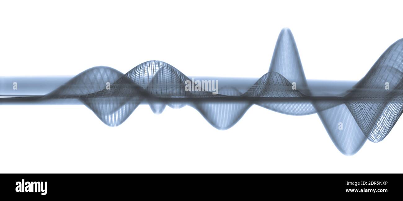 Modern Abstract Wireframe Grid Structure White Background Audio Soundwaves Science Or Data