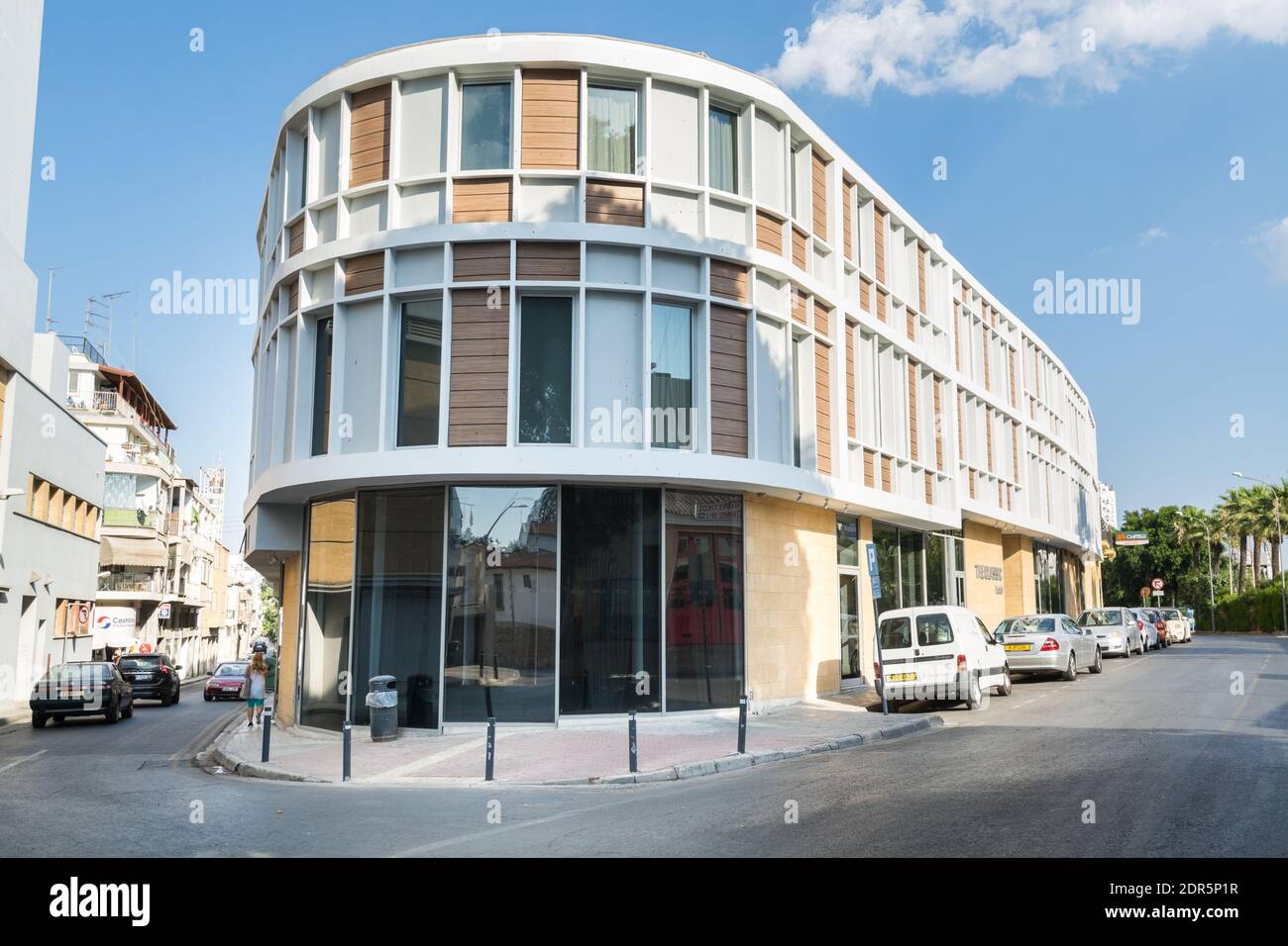 A street view with modern buildings in Nicosia, Cyprus Stock Photo - Alamy