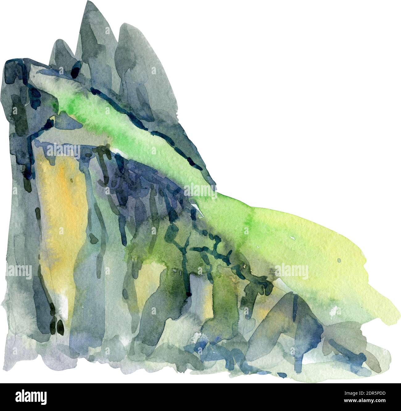 Beautiful hand drawn colorful mountain on white background. Nature ...