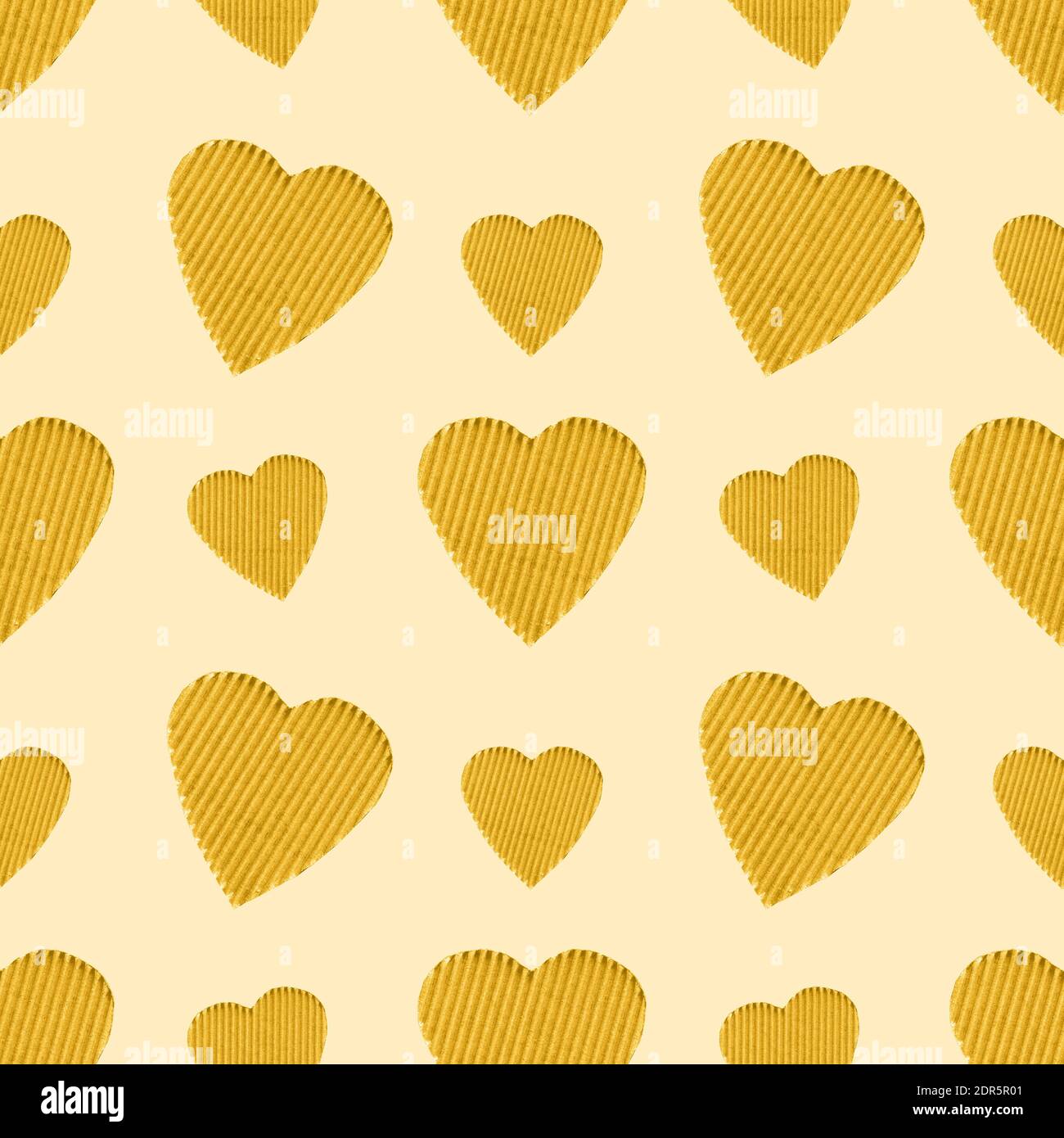 seamless pattern of cardboard hearts Fortuna Gold color on the ...