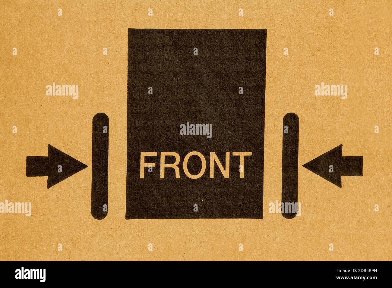 Packaging symbol to indicate front side of the material inside. Front ...