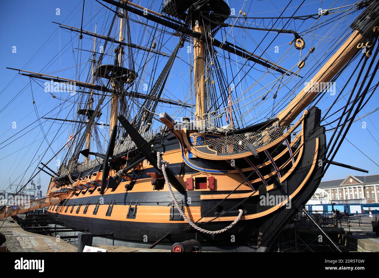 HMS Victory flagship at the Battle of Trafalgar in 1805 of Admiral Lord ...