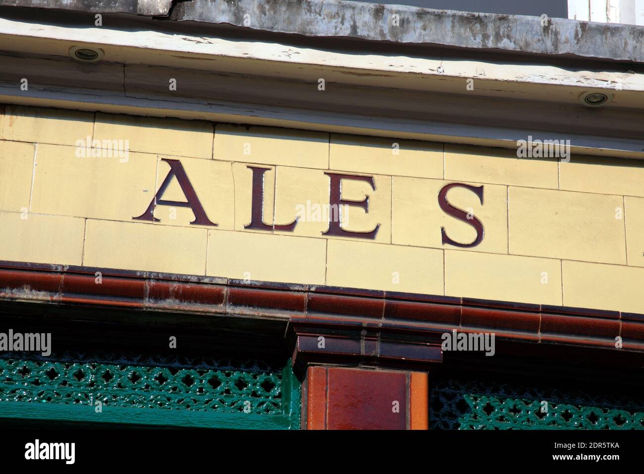 Old fashioned ceramic tile ale pub sign advertising alcohol and beer ...