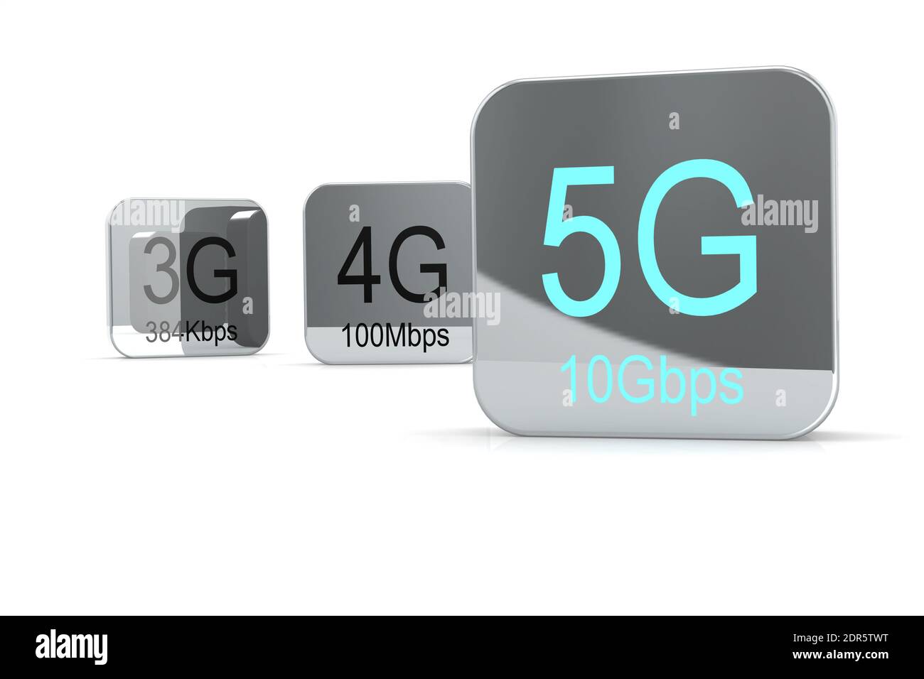 A 3D rendering illustration of a wireless cellular network speed ...