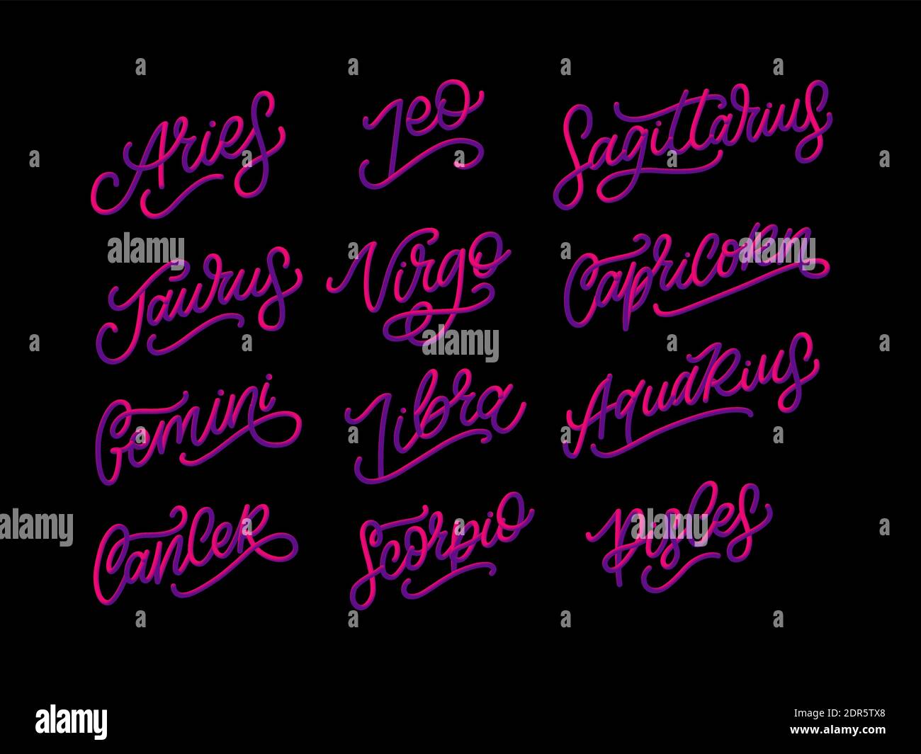 Zodiac lettering Vector Sign. Cartoon astrology text illustration ...