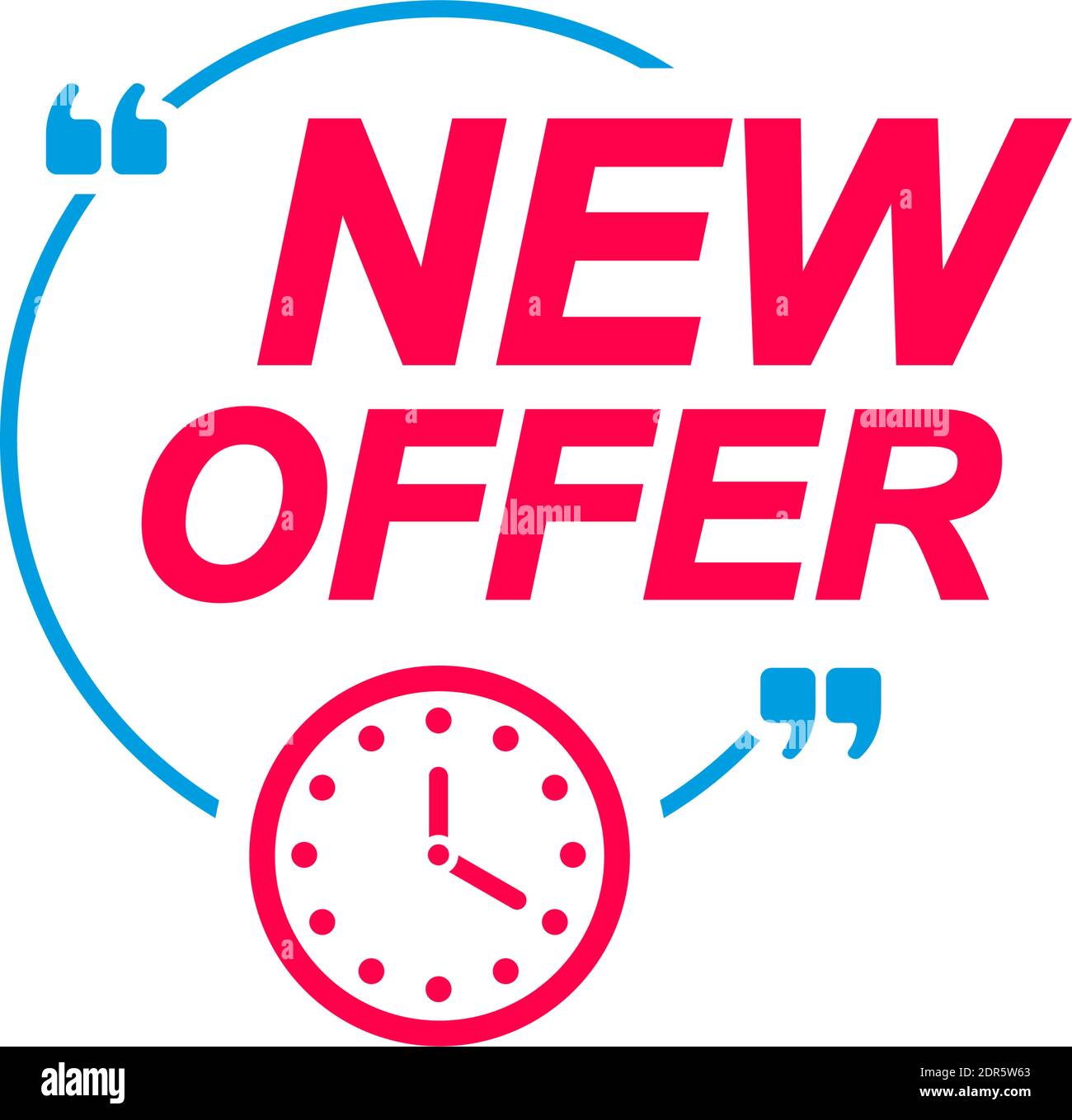 New Offer labels. Speech bubbles with clock icon. Advertising and ...