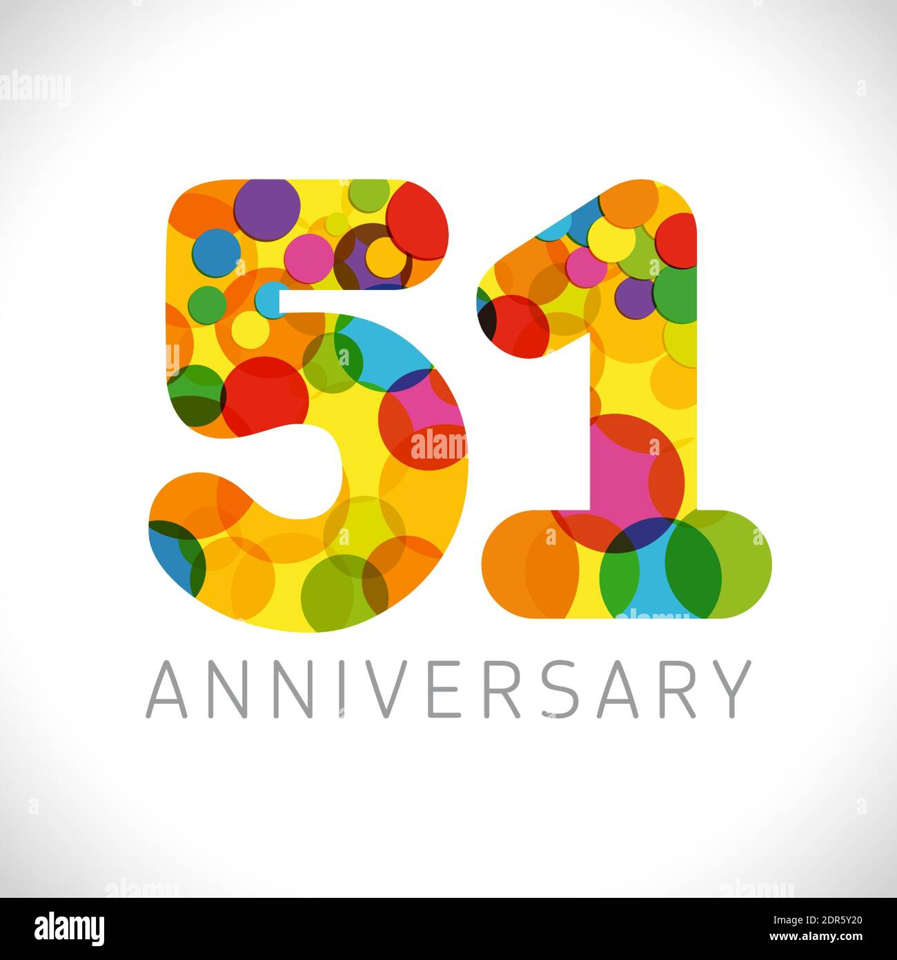 51st anniversary numbers. 51 years old multicolored congrats. Cute ...