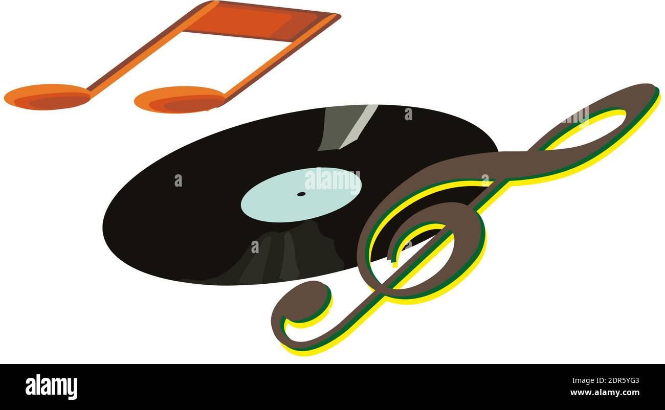 An illustration of a CD disc with music notes on white background Stock ...