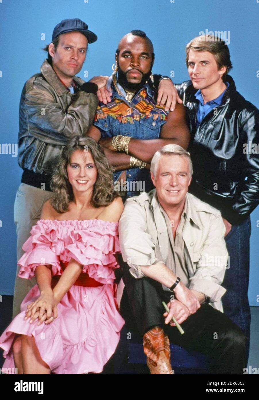 THE A-TEAM NBC TV series 1983-87 with from left standing: Dwight ...