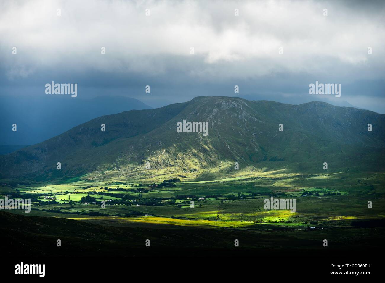 Mountains and clouds, amazing view from top of the mountain Croagh ...