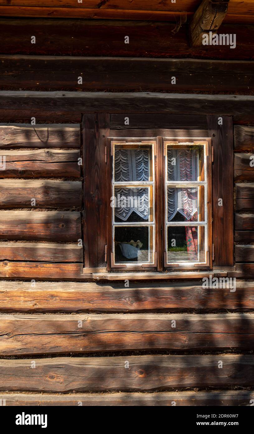 wooden window in rustic old peasant house Stock Photo - Alamy