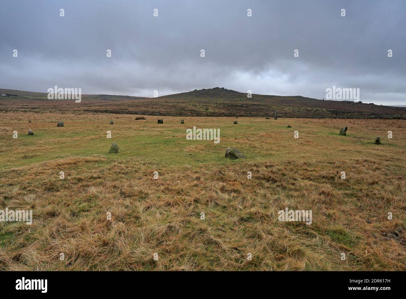 Stone Circle near the stone rows at Merrivale Megalithic site Dartmoor ...