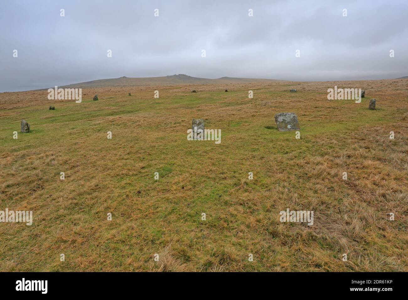 Stone Circle near the stone rows at Merrivale Megalithic site Dartmoor ...