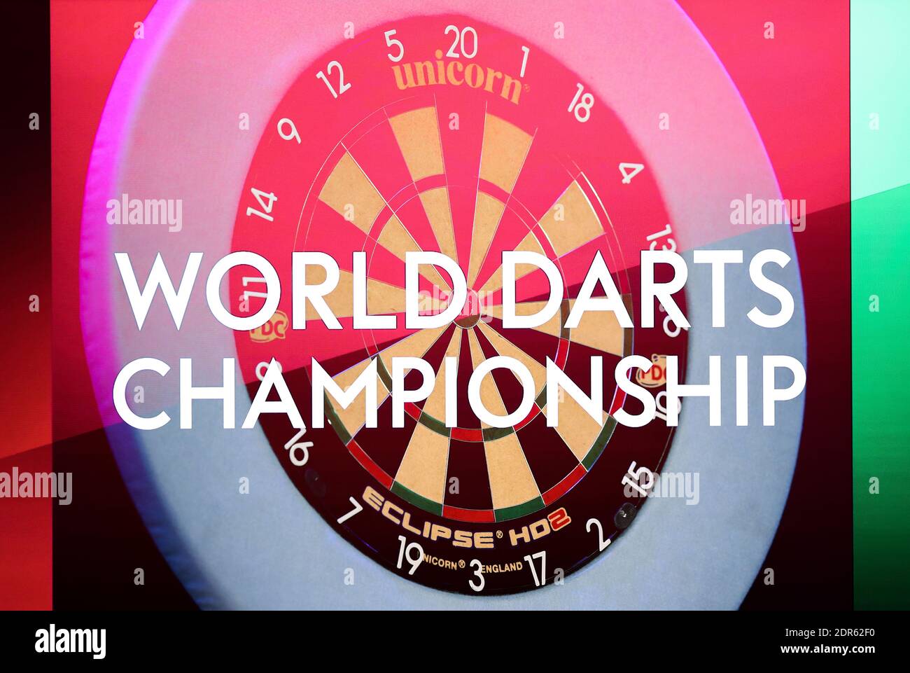 General view of a dartboard and World Darts Championship television ...