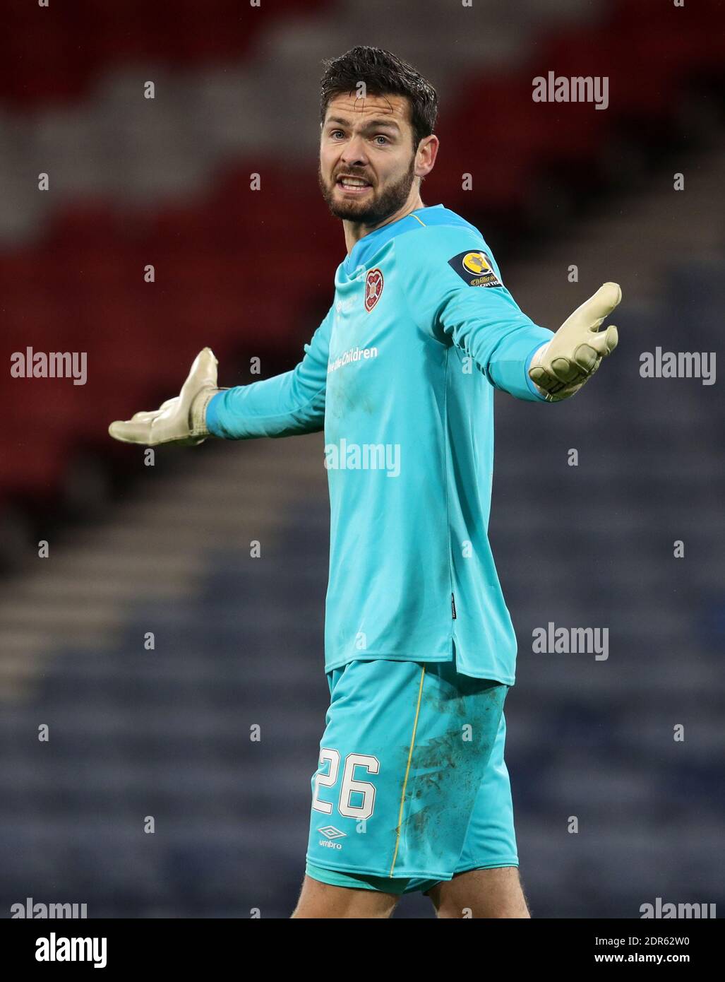 Hearts goalkeeper Craig Gordon gestures during the Scottish Cup Final ...