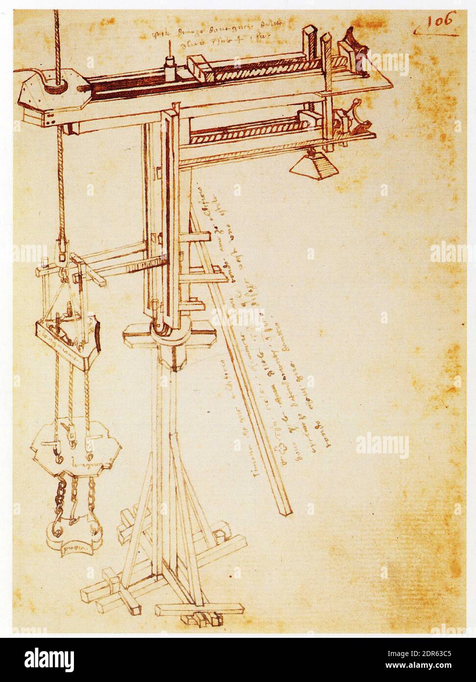 Bonaccorso Ghiberti. Vue d'ensemble de la grande grue de Brunelleschi ...