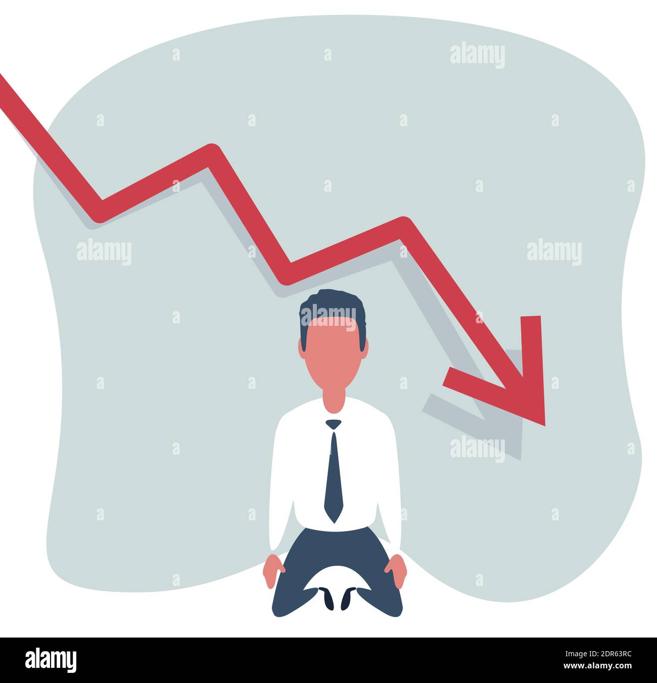 Sad Shocked Businessman Vector. Losing Money. Graph Going Down. Male ...