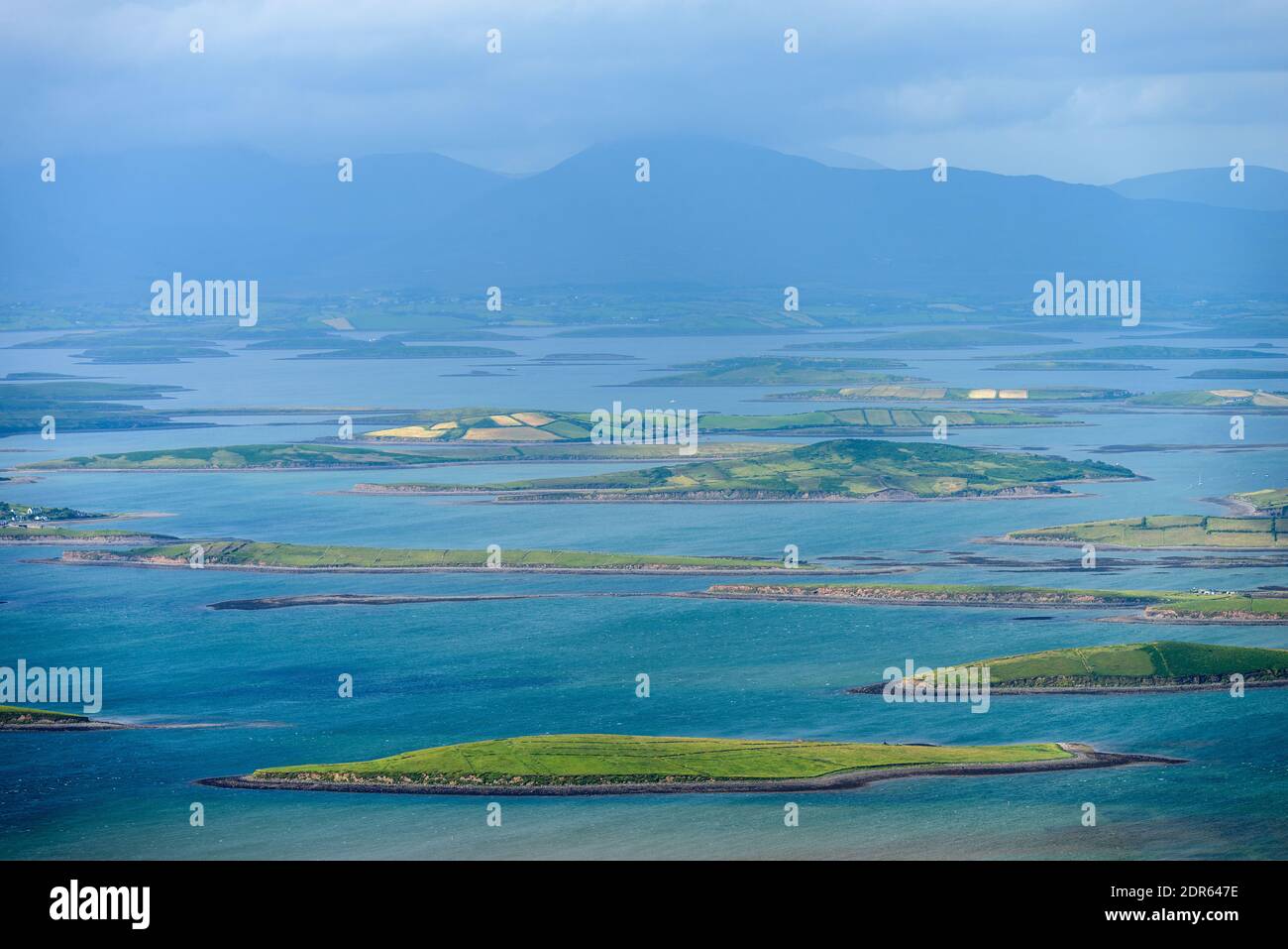 Mountains and clouds, amazing view from top of the mountain Croagh ...