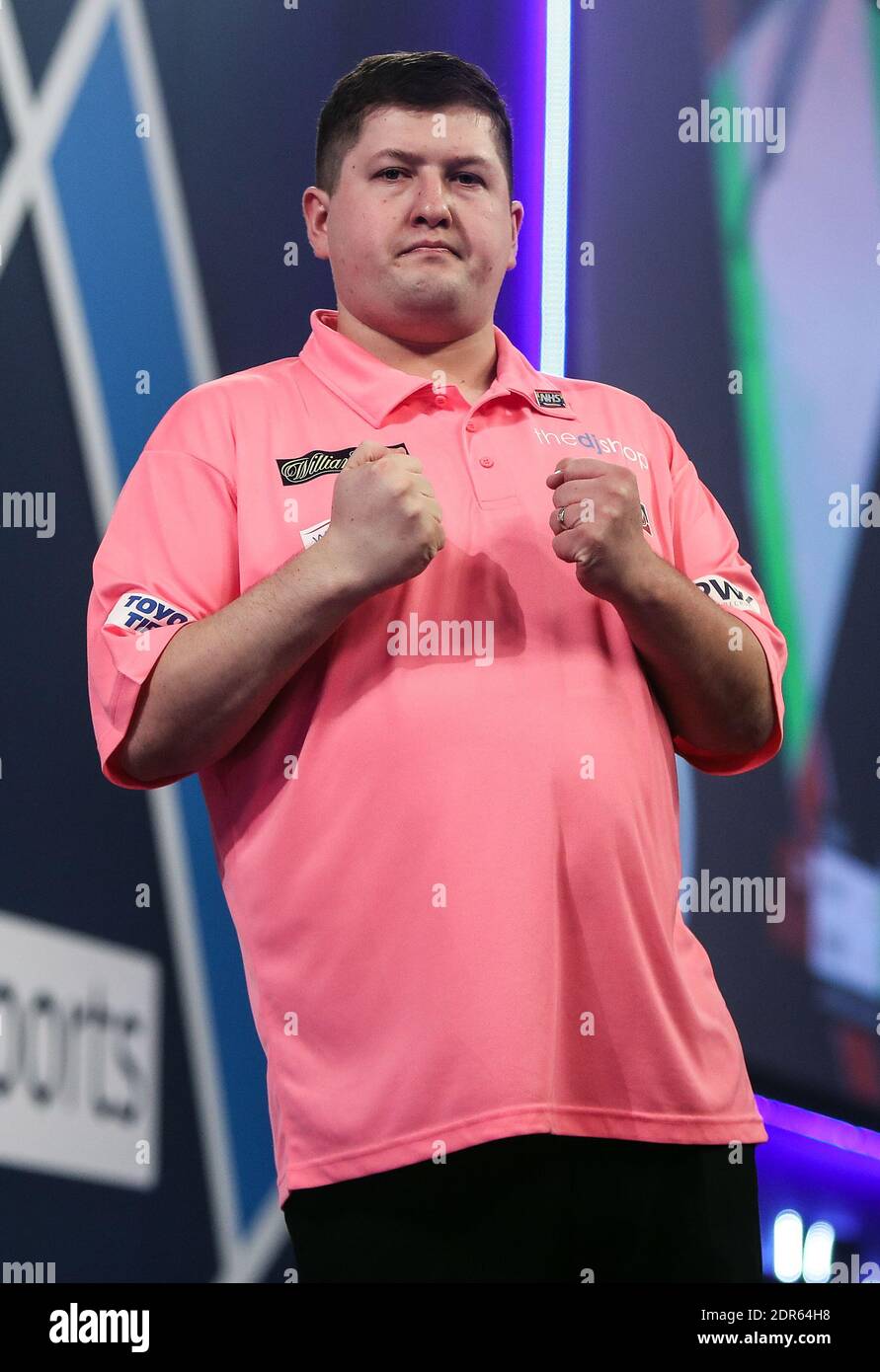 Keegan Brown celebrates during day six of the William Hill World Darts ...