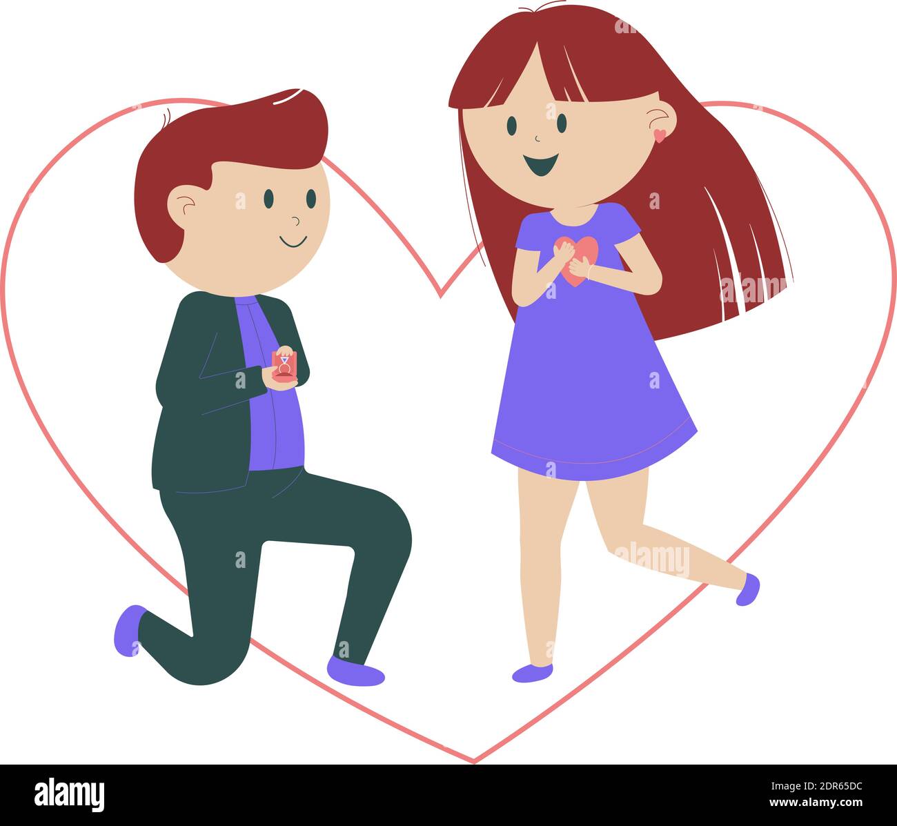 guy on knees proposing girl. Will you marry me vector illustration ...