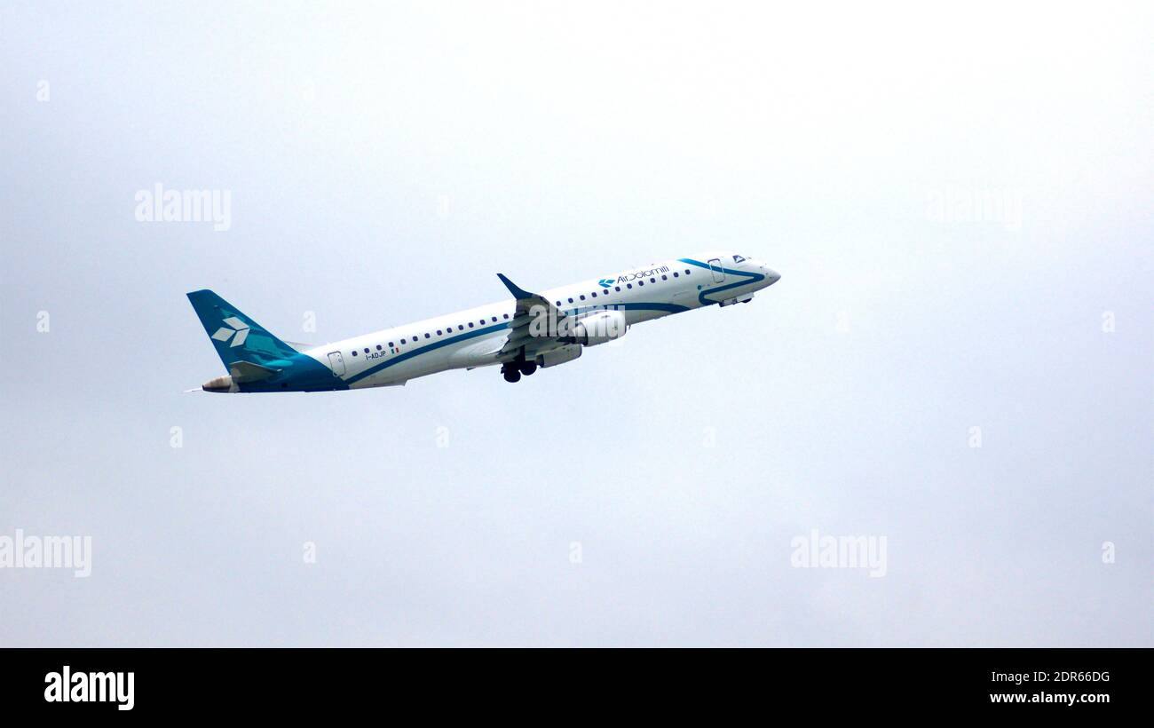 MUNICH, GERMANY - 11 OCTOBER 2015: Jet plane Embraer E-Jet ERJ-195 of ...