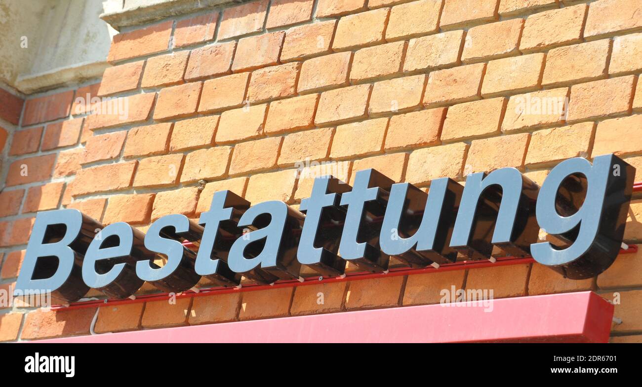 sign of a funeral home in german, service after person dies Stock Photo ...