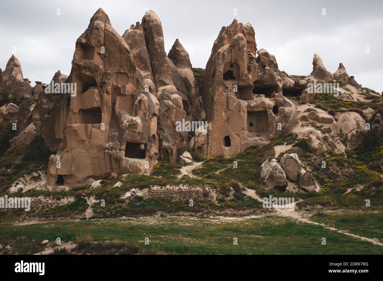 Cappadocia Turkey. Cave houses built into the soft volcanic rock of ...