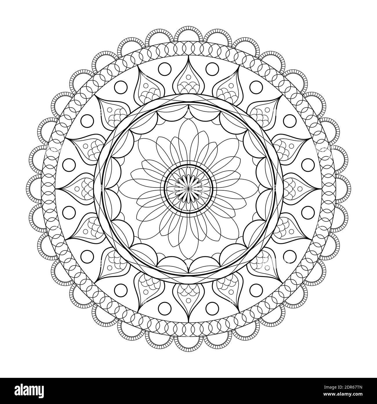 Floral round line art Cut Out Stock Images & Pictures - Alamy