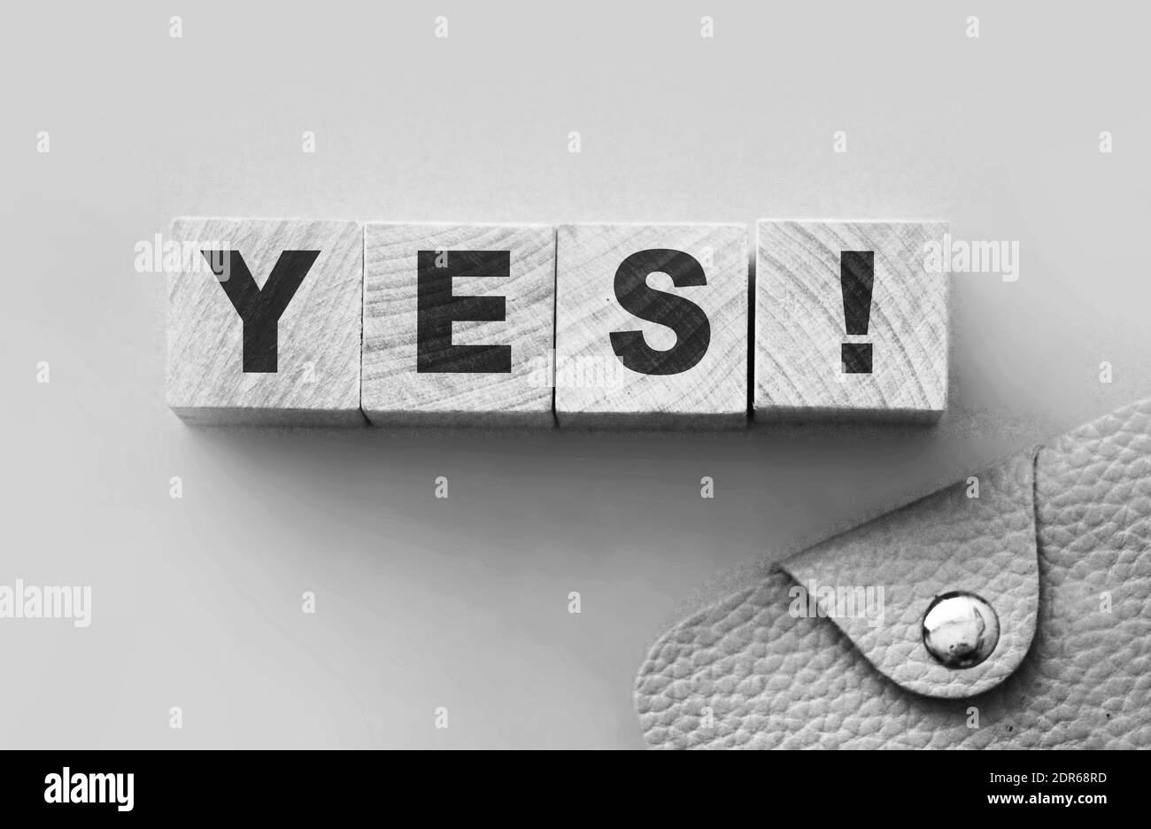 Word yes written with wooden blocks Black and White Stock Photos ...