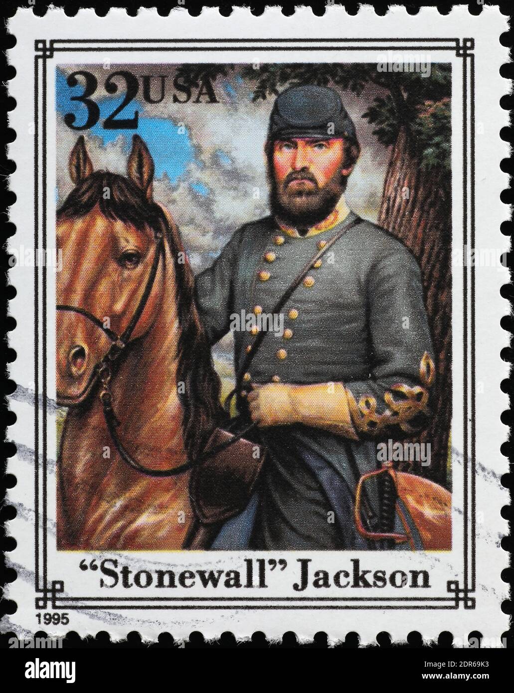 Confederate general Stonewall Jackson on american stamp Stock Photo - Alamy