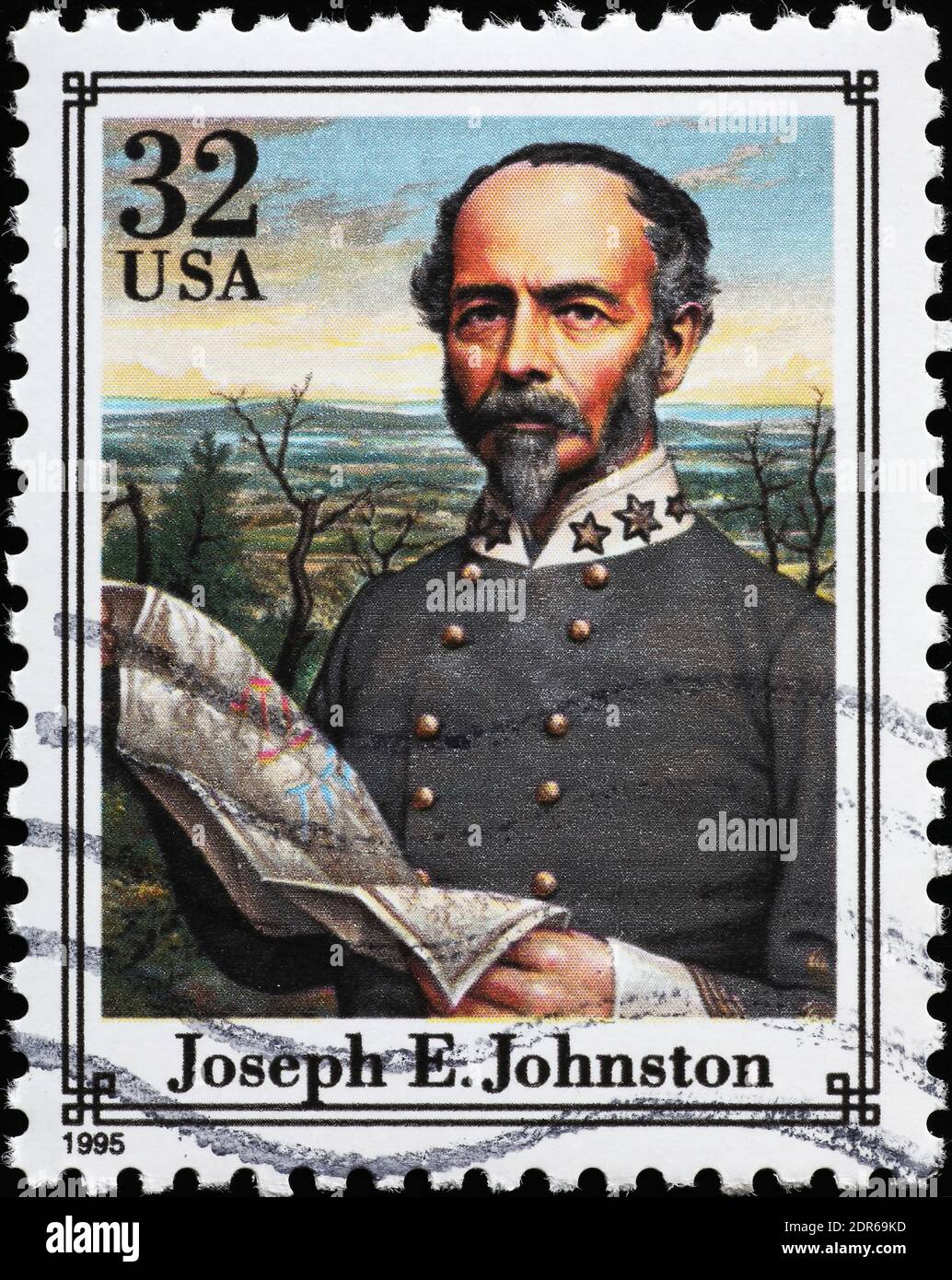 Confederate general Joseph E.Johnston on american stamp Stock Photo - Alamy