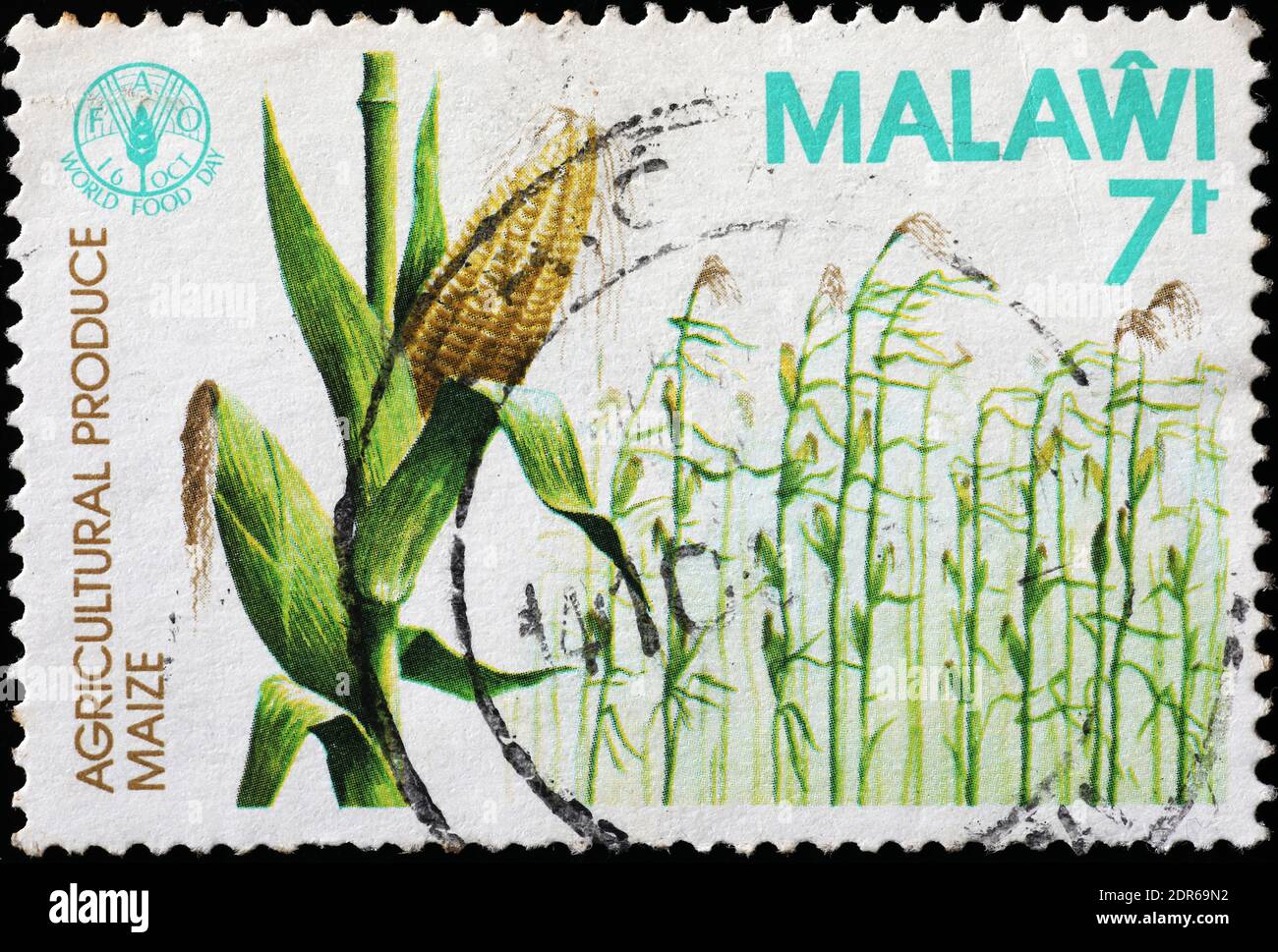 Corn field on african postage stamp Stock Photo - Alamy