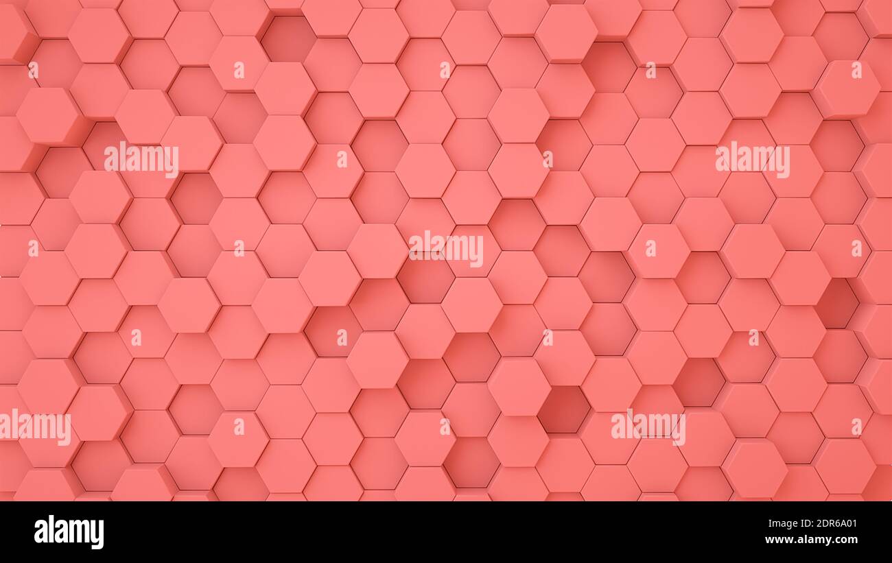 Top view of an uneven coral hexagon array pattern Stock Photo - Alamy