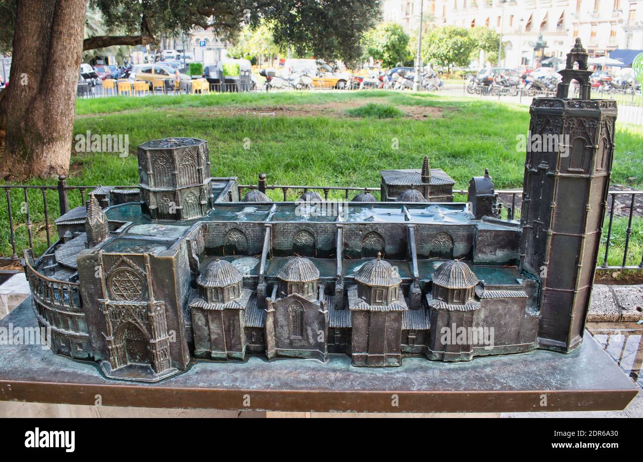A metal model of the Valencia Cathedral located in the Plaza de la ...