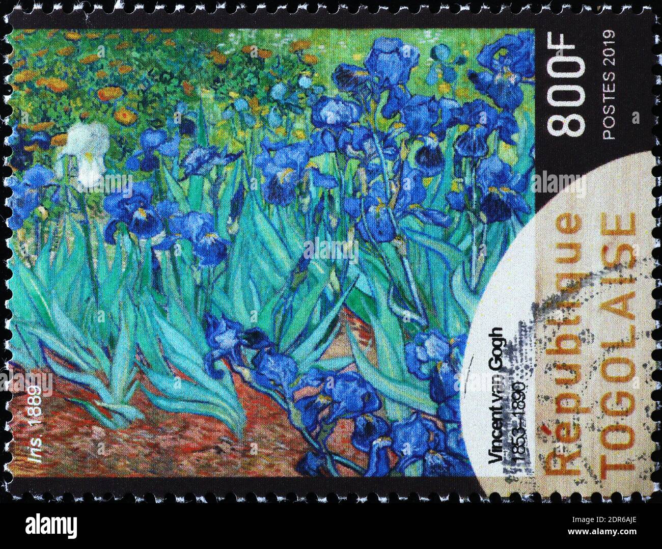 Iris by Vincent Van Gogh on postage stamp Stock Photo - Alamy