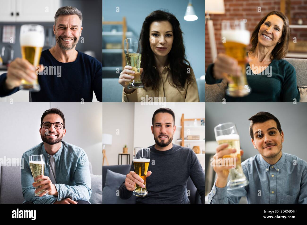 Virtual Beer Drink Online Party Video Conference Screen Stock Photo - Alamy