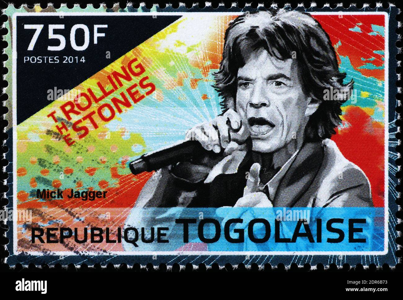 Mick Jagger in concert on stamp Stock Photo - Alamy