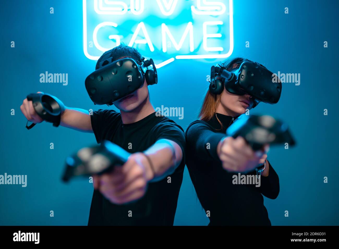 Cover for VR games. Augmented reality. The players are ready Stock ...