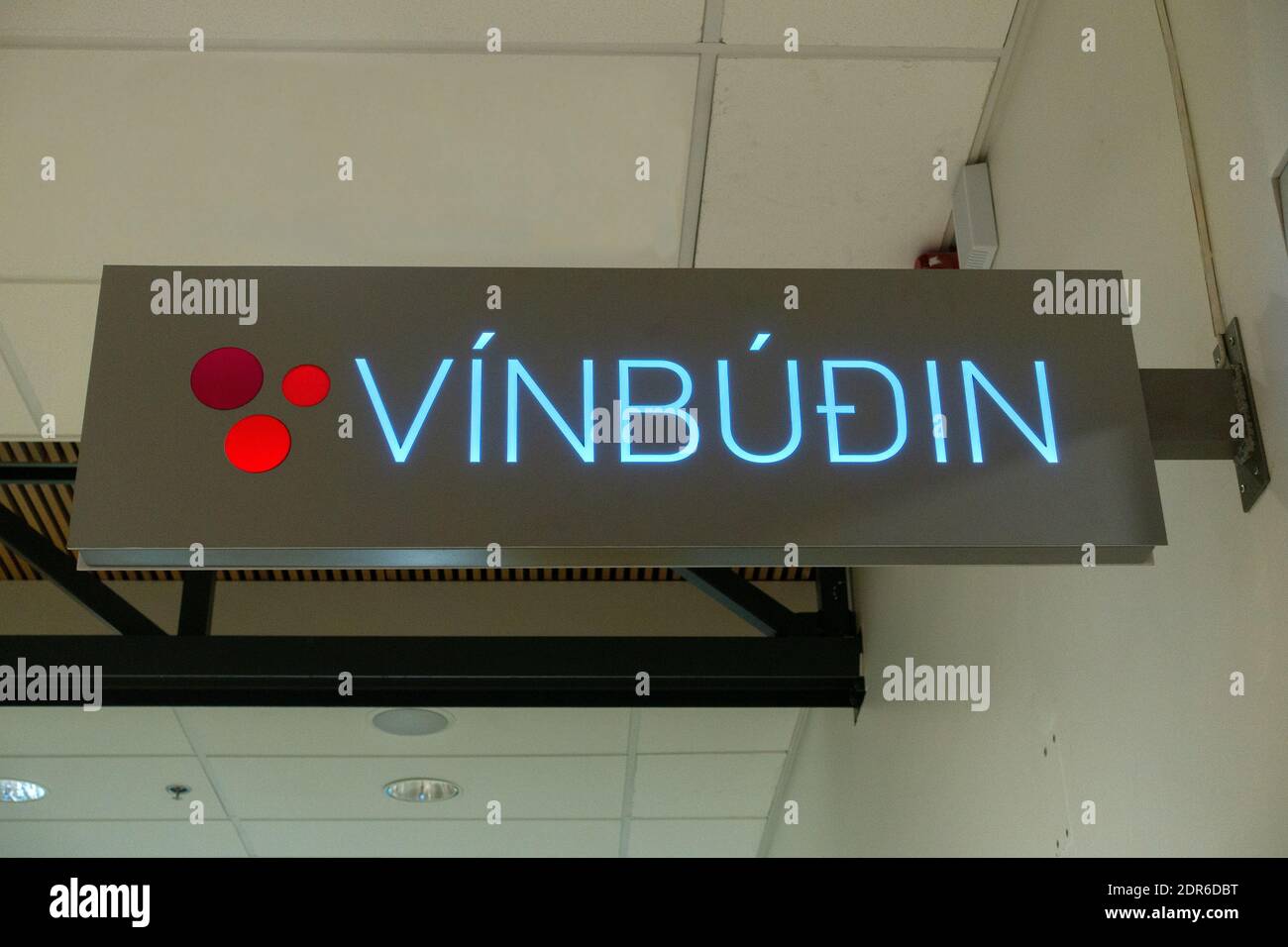 Logo Of The Iceland State Liquor Store ÁTVR Vinbudin Sign In A Shopping ...