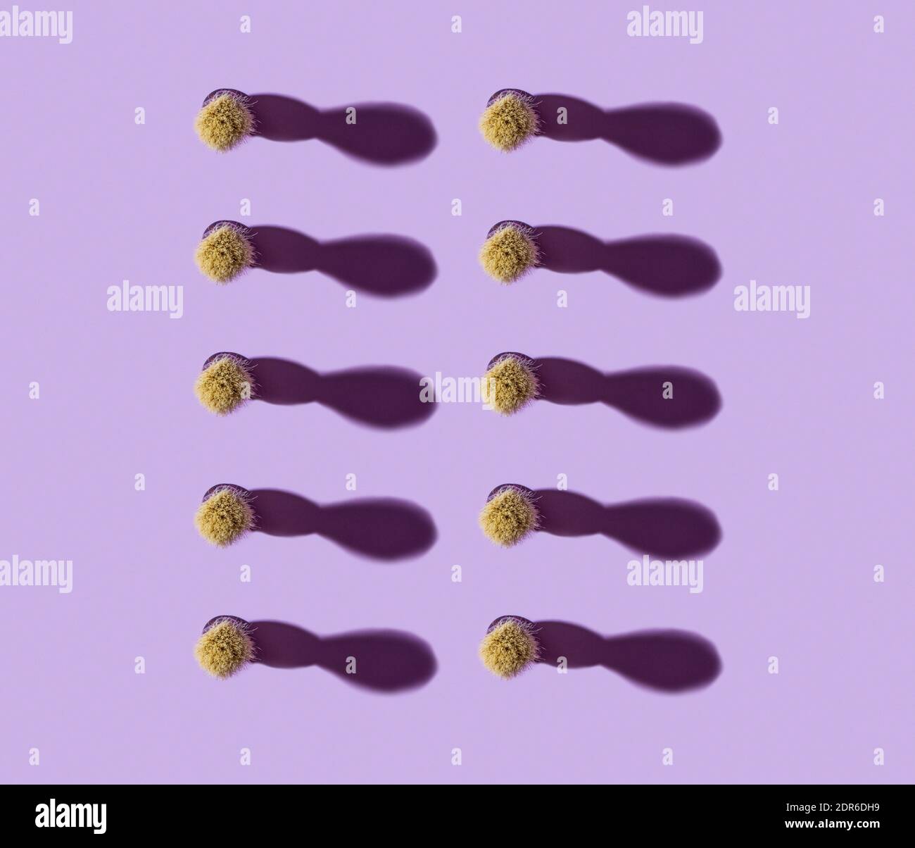 pattern of brown Shaving Brushes with shadoon purple background. Flat ...