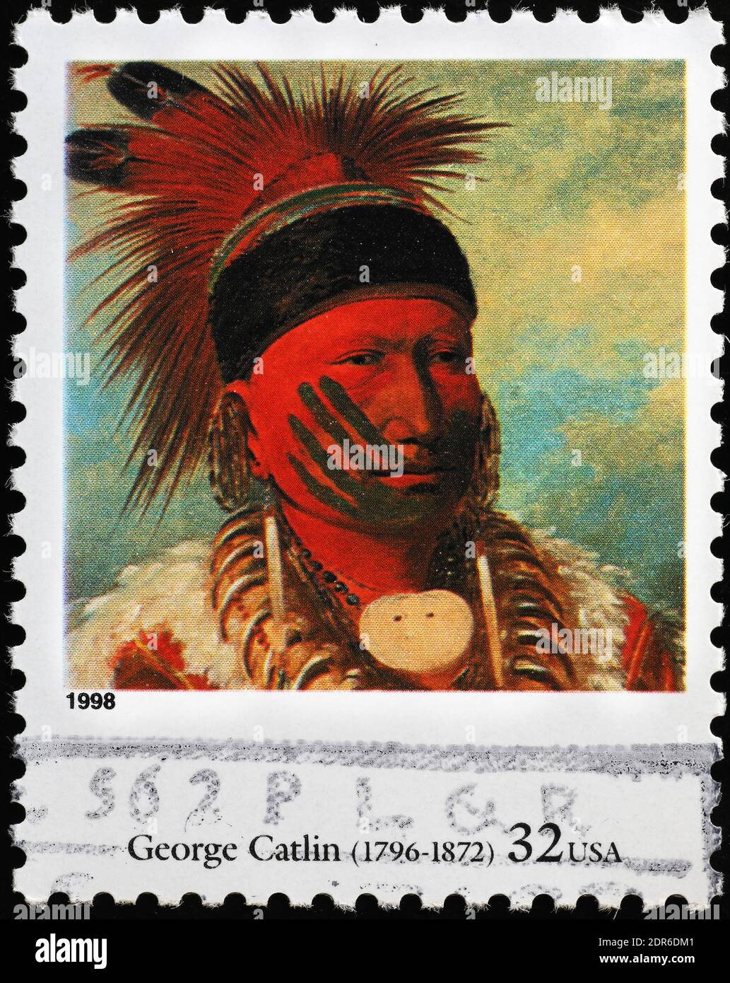 White Cloud by George Catlin on american stamp Stock Photo - Alamy